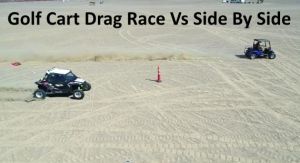 GSX-R750 Powered Golf Cart Races Polaris RZR XP Turbo In 1/4 Mile